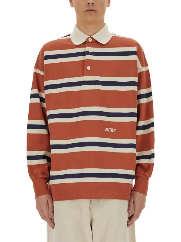 AUTRY Striped Rugby Polo Shirt