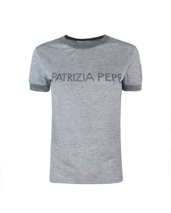Patrizia Pepe Crewneck T-shirt With Strass Logo