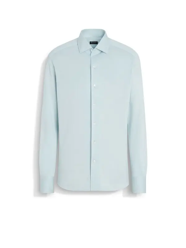 Zegna Silk And Linen Blend Shirt - Light Blue Mélange