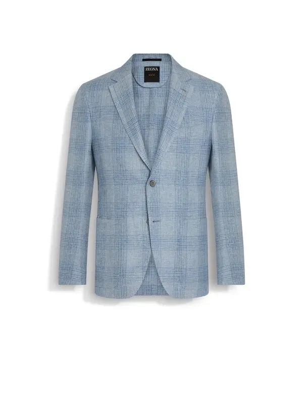 Zegna Linen-wool-silk Prince Of Wales Crossover Jacket