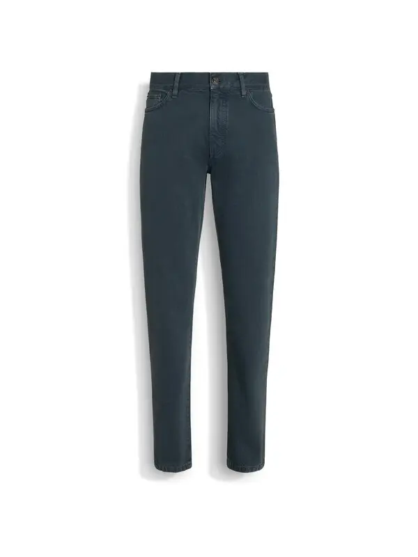 Zegna Roccia Slim Leg Jeans - Dark Teal Blue