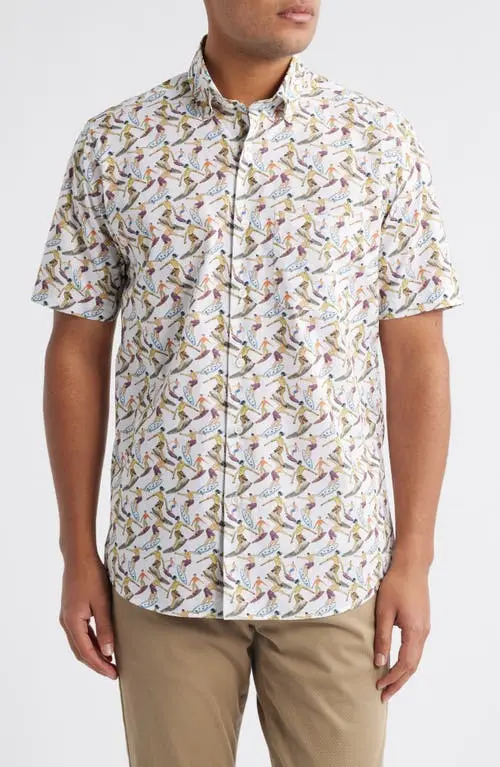 Scott Barber Surf Print Short Sleeve Button-up Shirt