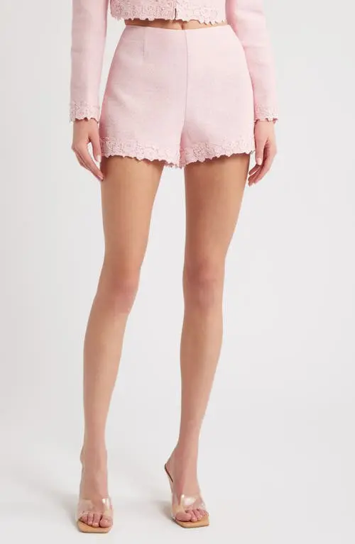LoveShackFancy Coralyn Lace Trim Tweed Shorts - Strawberry Spritz