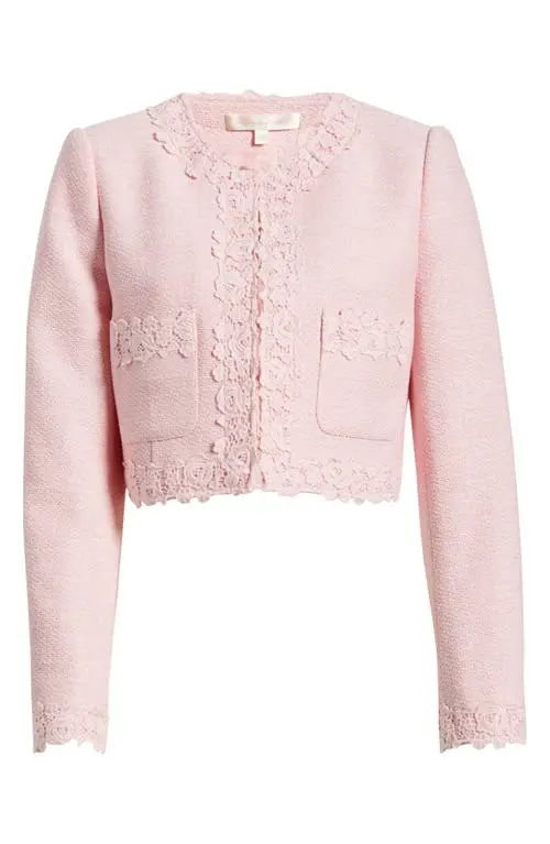 LoveShackFancy Leilana Lace Accent Crop Jacket