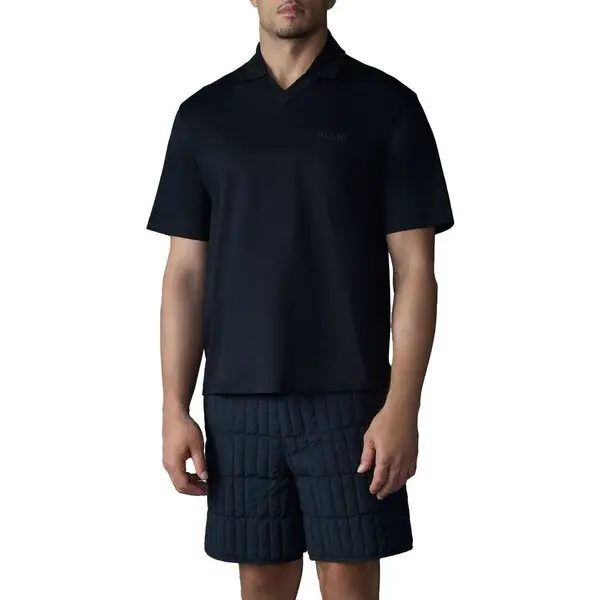 Mackage Marco Silicone Logo Organic Cotton Polo - Black