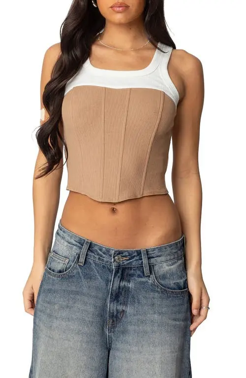 EDIKTED Ila Layered Crop Corset Tank