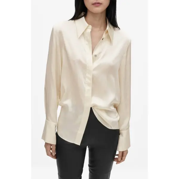 Mango Satin Silk Button-up Shirt