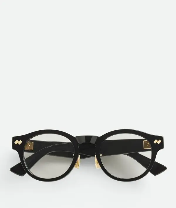 Bottega Veneta Round Frame Eyeglasses - Black/transparent
