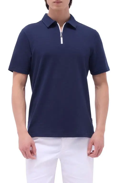 Bugatchi Quarter Zip Polo - Navy