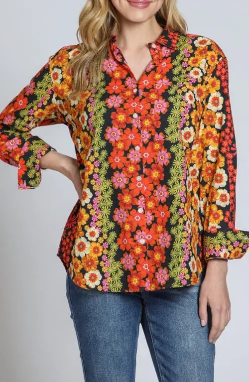 APNY Print Cotton Button-up Shirt - Gold Multi