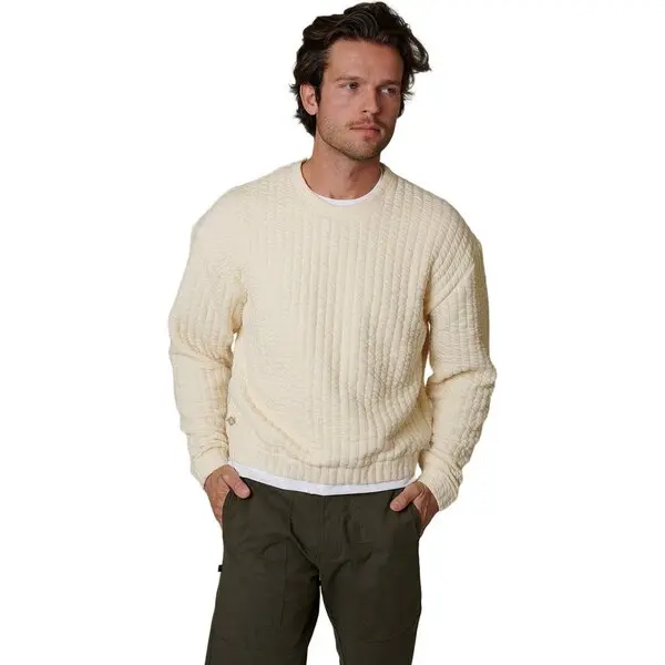 LEISURE LAB Quilted Crewneck Sweater - Ivory