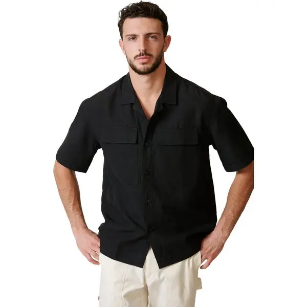 LEISURE LAB Palma Button Up - Matte Black