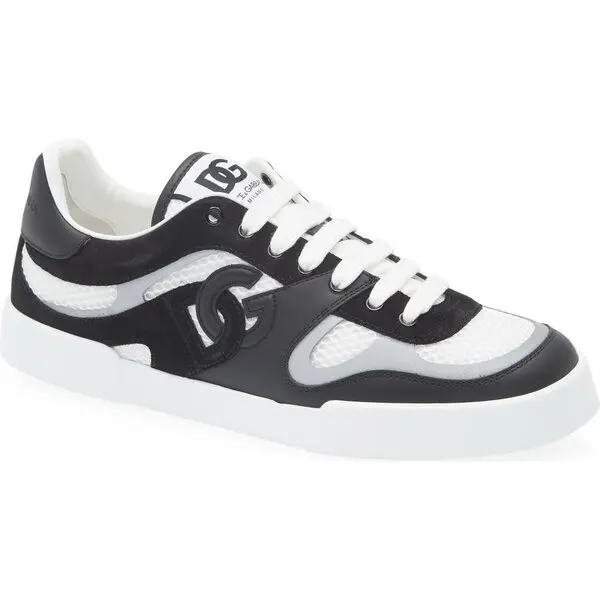 Dolce & Gabbana Mesh And Leather Sneakers - 89697-bianco/ Nero
