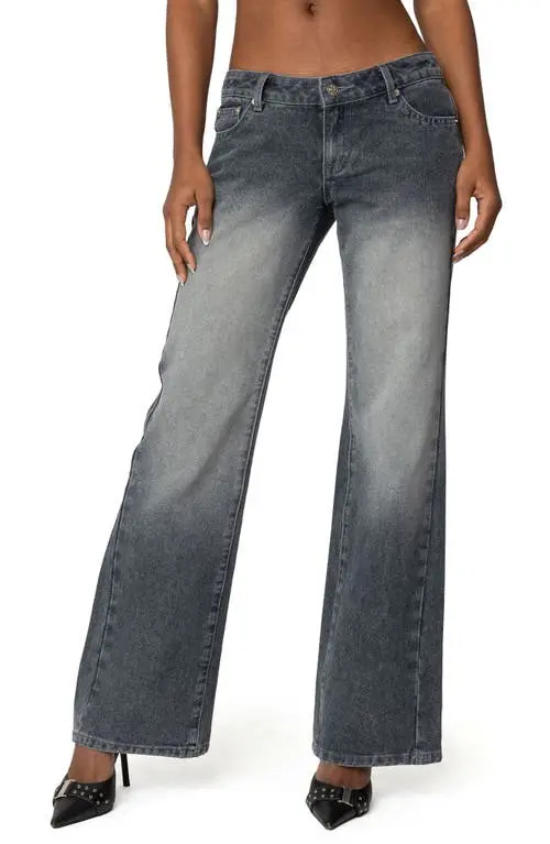 EDIKTED Alysse Low Rise Wide Leg Jeans - Gray-washed