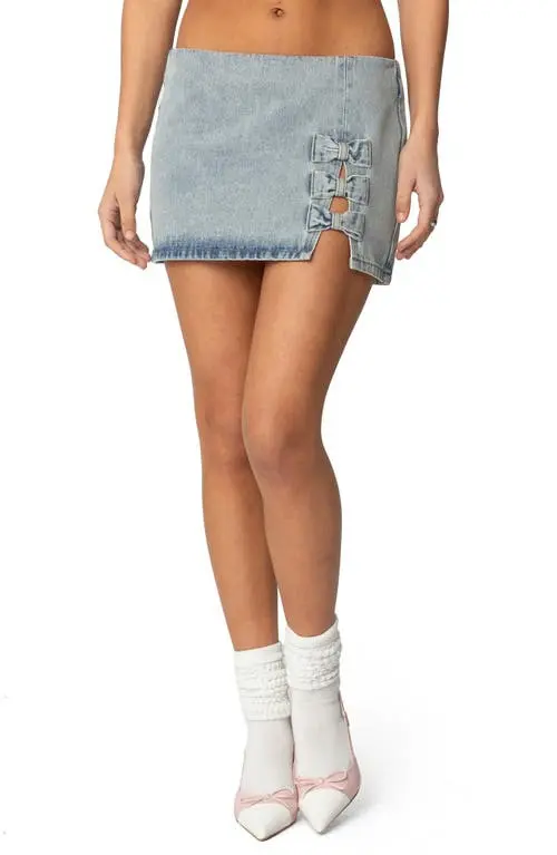 EDIKTED Bowdie Denim Mini Skirt