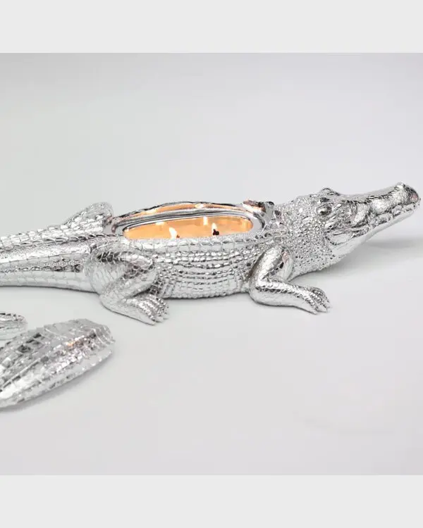 THOMPSON FERRIER Silvertone Grand Alligator Candle, 14 Oz - Ash Ember Rose