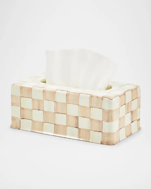 MACKENZIE-CHILDS Mocha Check Standard Tissue Box Cover