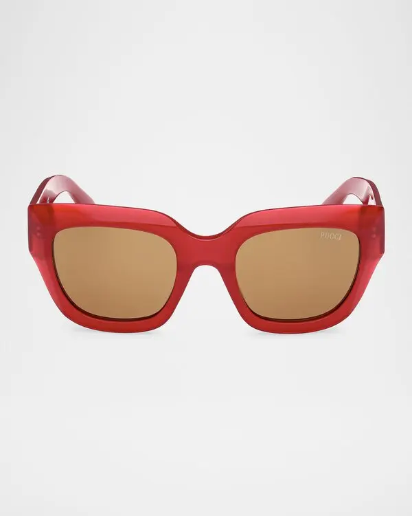 Emilio Pucci Butterfly Acetate Sunglasses - Shiny Bordeaux Brown