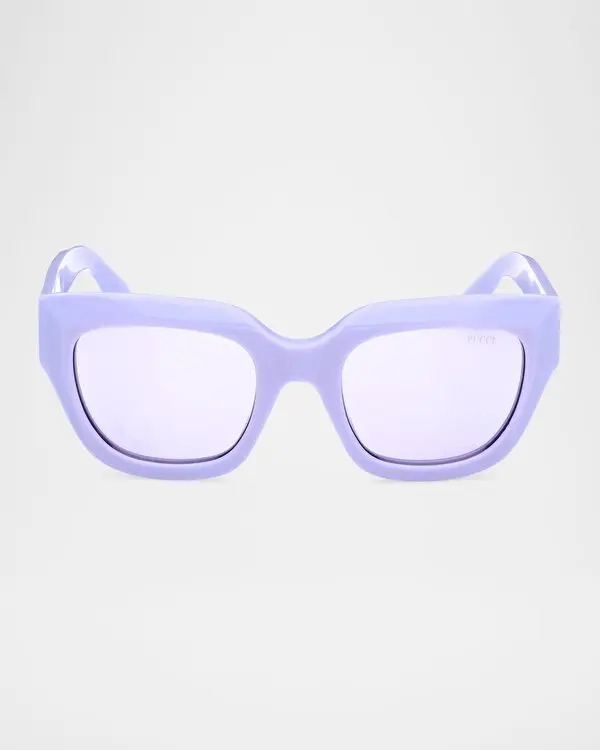 Emilio Pucci Butterfly Acetate Sunglasses - Shiny Lilac Blue