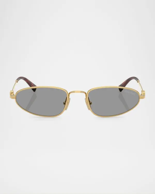 Miu Miu Metal Oval Sunglasses - Gold