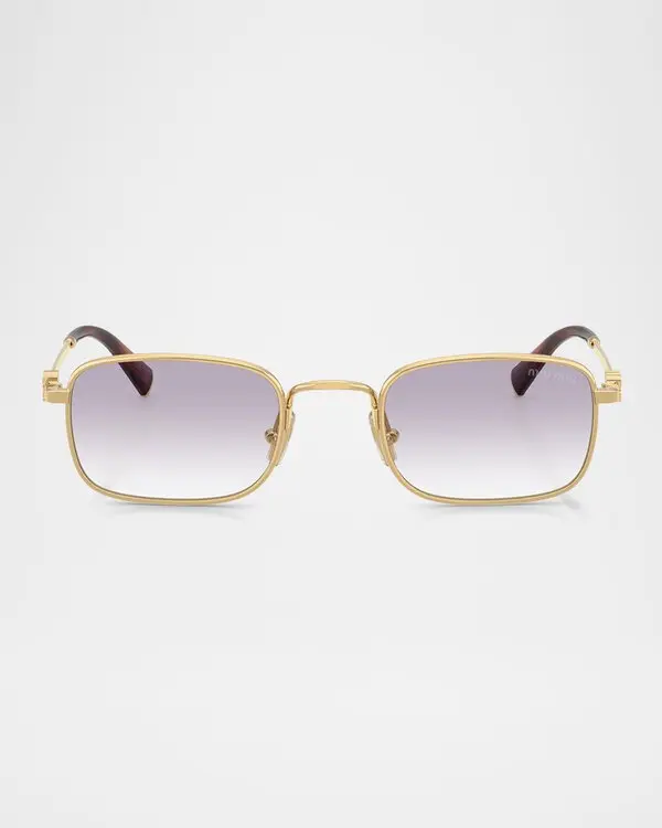 Miu Miu Rectangular Metal Sunglasses - Gold