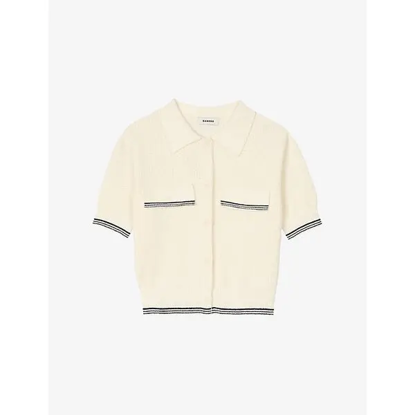 Sandro Short-sleeved Ribbed Cotton-blend Cardigan