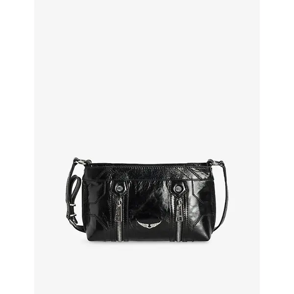 Zadig&Voltaire Wing-embellished Leather Shoulder Bag - Noir