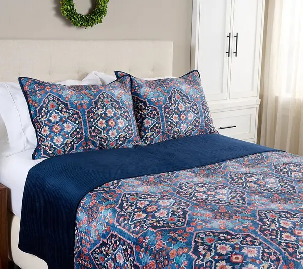 HOME REFLECTIONS As Is Printed Velvetcoverlet Set- King