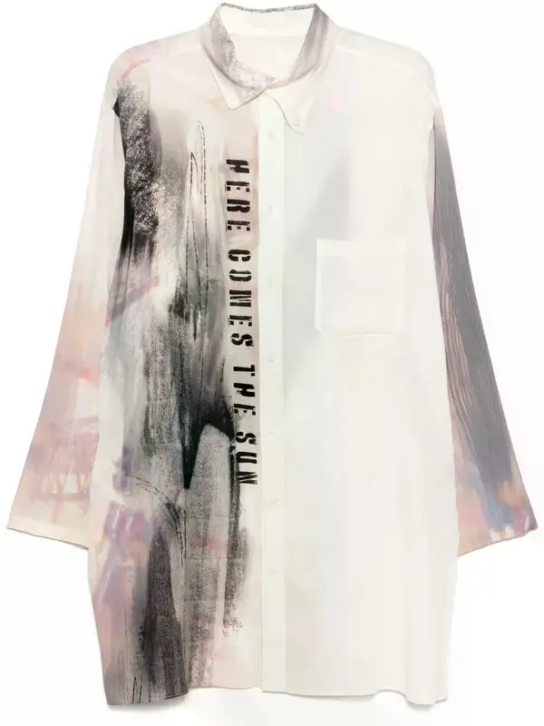 Yohji Yamamoto Abstract Print Oversized Shirt