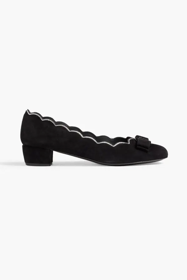 FERRAGAMO Vara Studded Suede Pumps