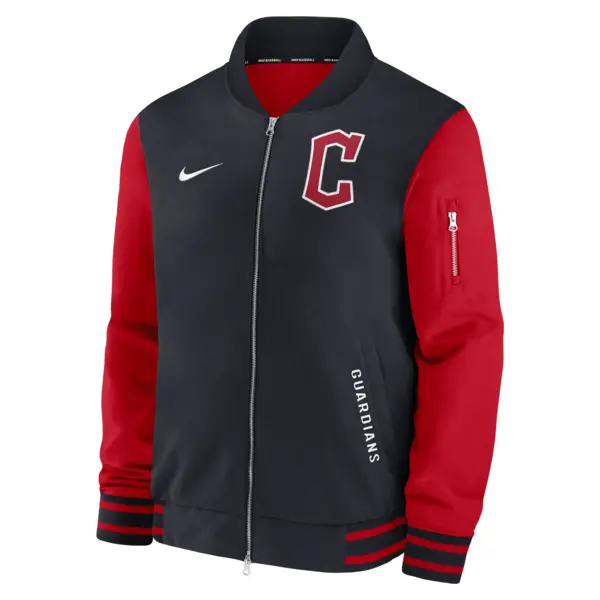 Nike Cleveland Guardians Authentic Collection Dugout Full-zip Bomber Jacket - Blue