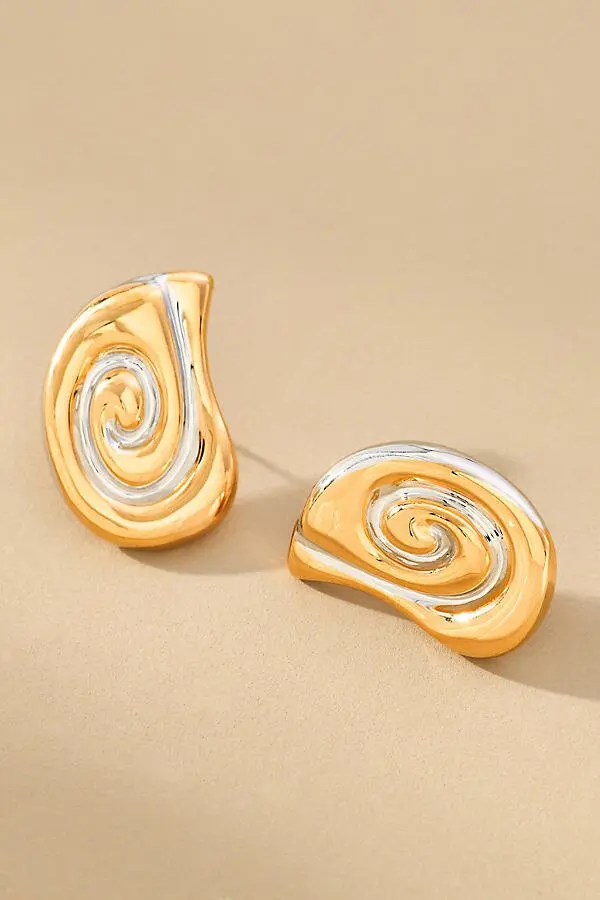 LUV AJ Coquille Stud Earrings - Gold