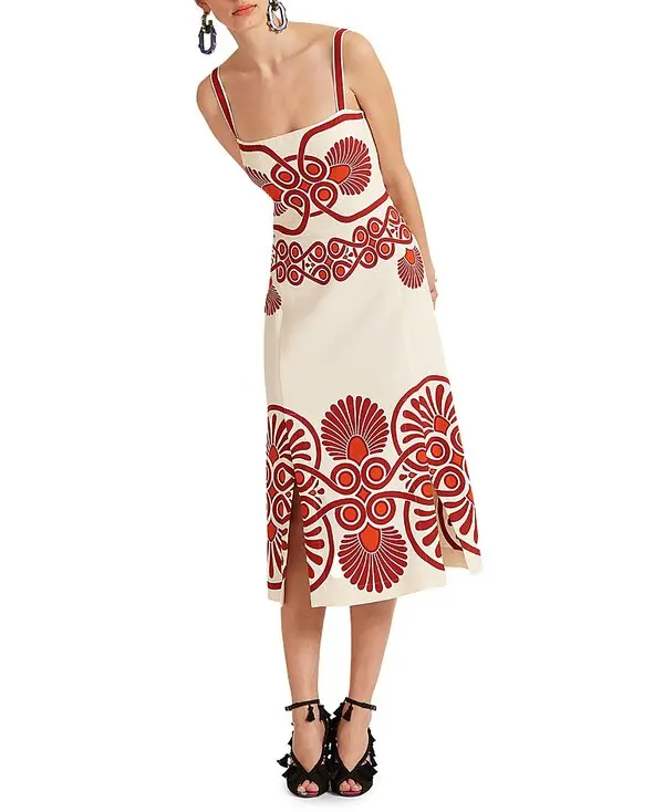La DoubleJ Printed Midi Dress - Medallion Placee Cream