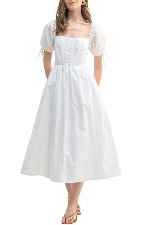 ALL IN FAVOR Corset Bodice Cotton Midi Dress