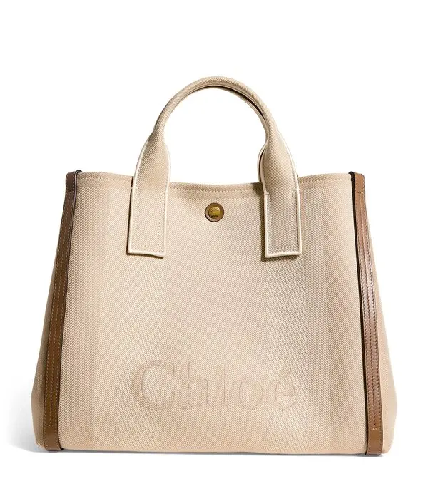 Chloé Medium Canvas Carry Tote Bag - Beige