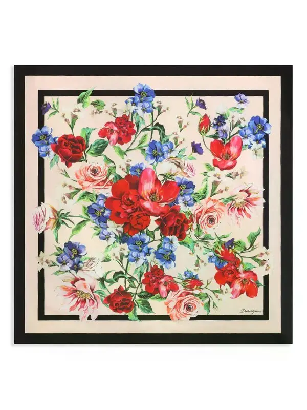 Dolce & Gabbana Floral-print Scarf - Neutrals