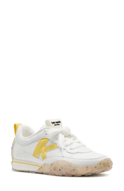 Kate Spade New York Leather Sneaker - True White/ Yuzu Jam