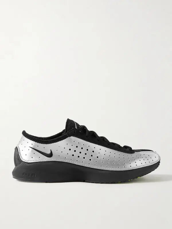 Nike Air Superfly Suede And Perforated Metallic Leather Sneakers - Silver