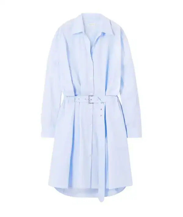 Dries Van Noten Belted Cotton-Poplin Shirt Dress In Blue - 40% Off |  Editorialist
