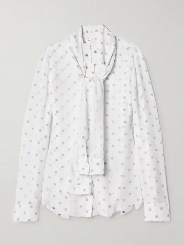 Acne Studios Polka-dot Georgette Blouse With Tie-neck