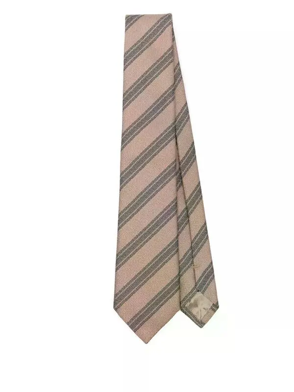Emporio Armani Diagonal-stripe Neck Tie - Neutrals