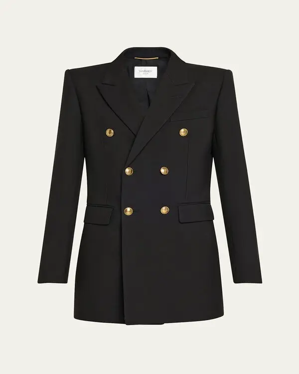 Saint Laurent Oversized Double-breasted Wool Blazer - Nero