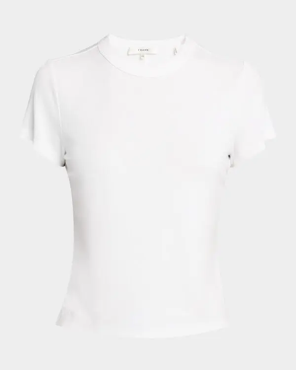 FRAME Ribbed Crewneck Baby Tee - White