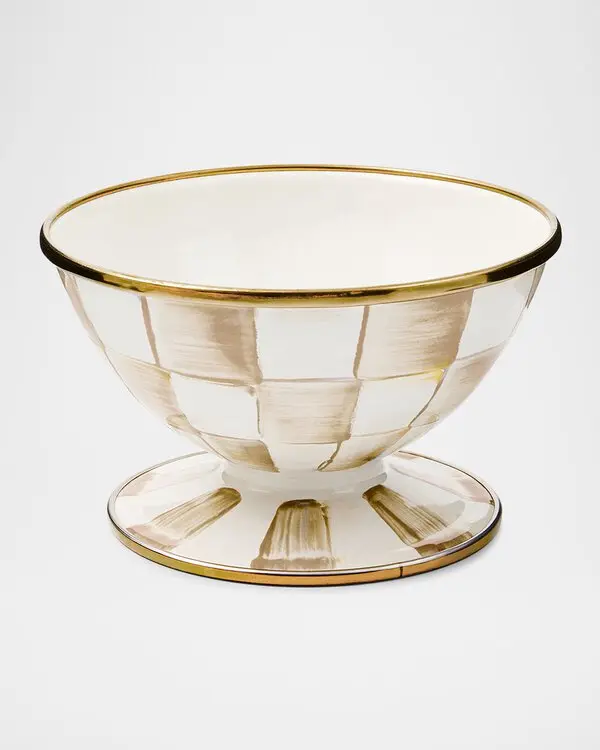 MACKENZIE-CHILDS Mocha Check Ice Cream Dish - One-color