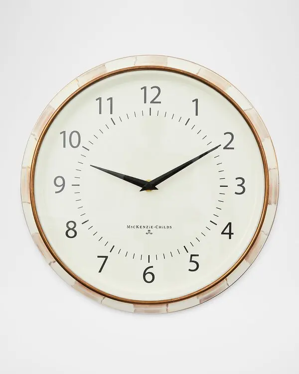 MACKENZIE-CHILDS Mocha Check School Clock