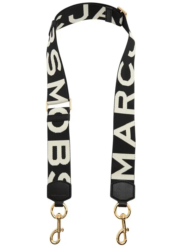 Marc Jacobs Strap Logo Canvas Bag Strap - Black And White