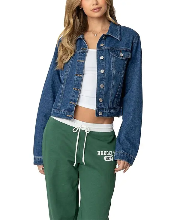 EDIKTED Barb Denim Jacket - Blue Washed