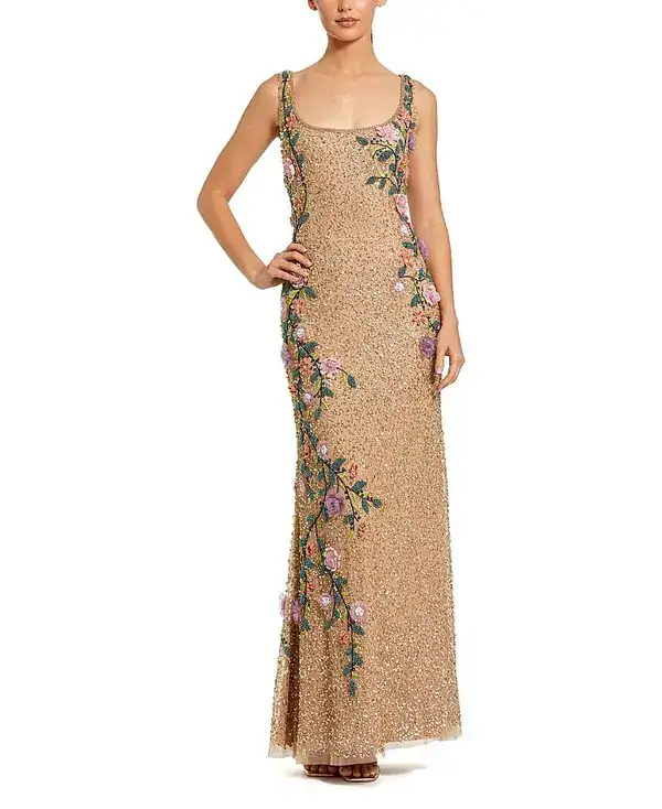 mac duggal floral beaded dress Lilac Tulle Deep V-neck Beaded Long Evening Prom Dresses, Cheap Custom –  MarryLover main image 0
