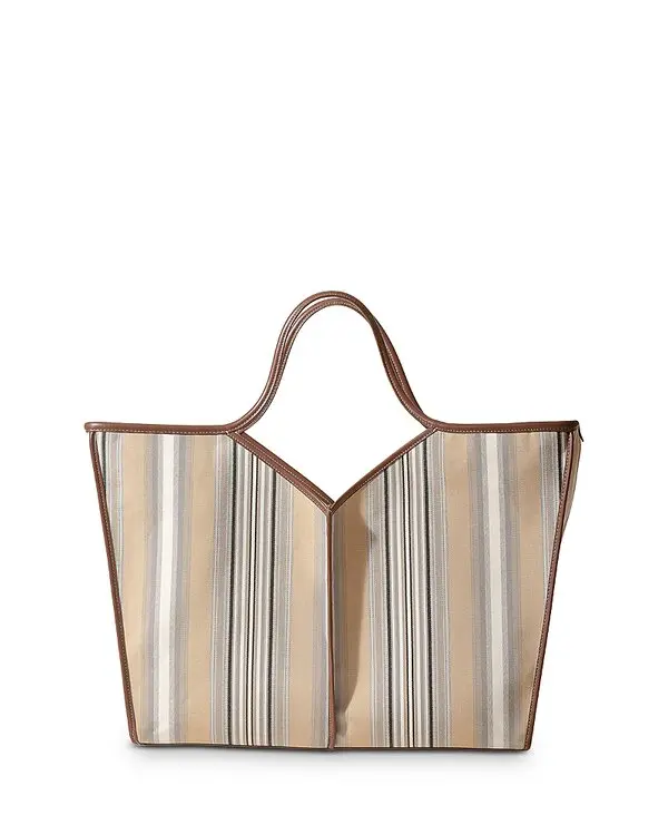 Hereu Calella Squared Striped Tote - Chestnut/silver