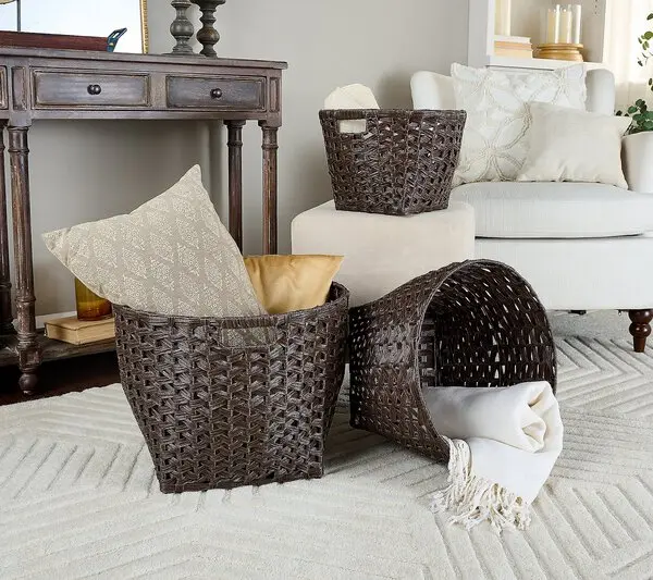 HOME REFLECTIONS As Is Set Of 3 Poly-ratanbaskets